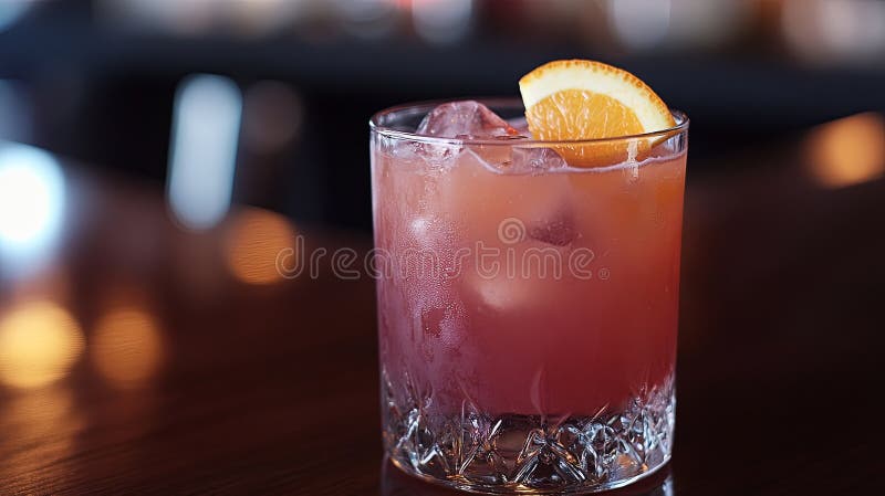 Guava Tequila Sunrise with Orange Wedge Garnish. Stock Photo - Image of ...