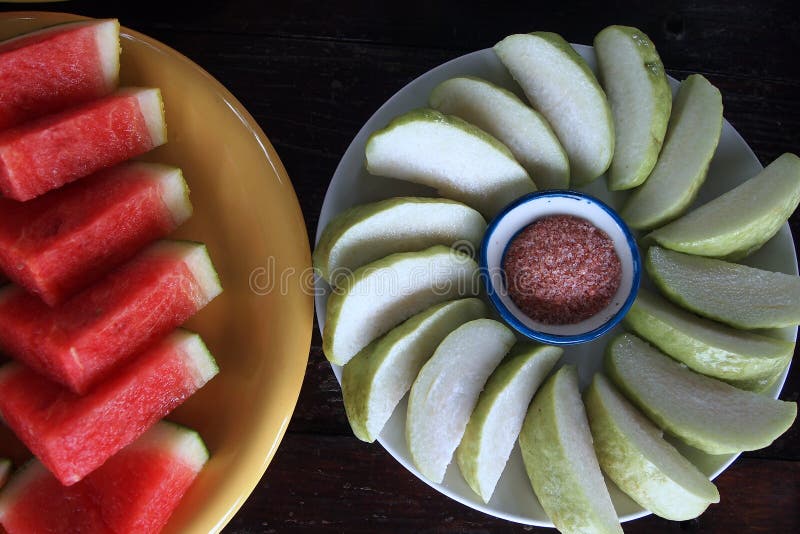 Guava and watermelon stock image. Image of serve, bowl - 82667499