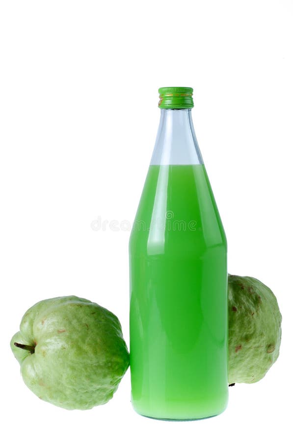 Guavas Juice in Bottle with Isolated White Stock Image - Image of ...
