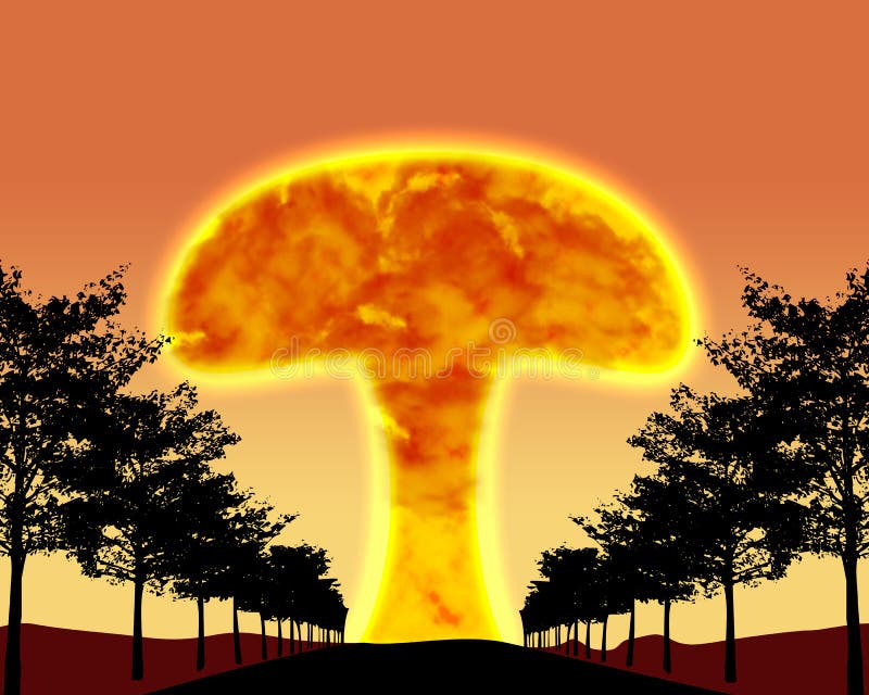 Guerra Nuclear Con El Hongo Atómico Stock de ilustración - Ilustración ...