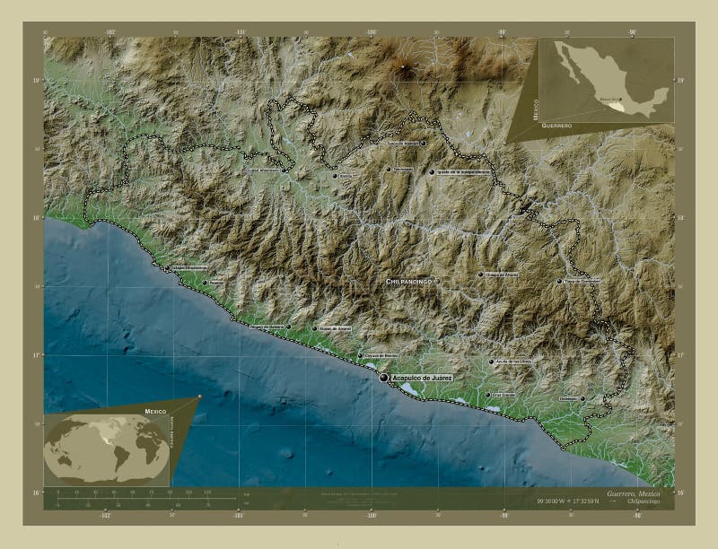 Guerrero, Mexico. Wiki. Labelled Points of Cities Stock Illustration ...