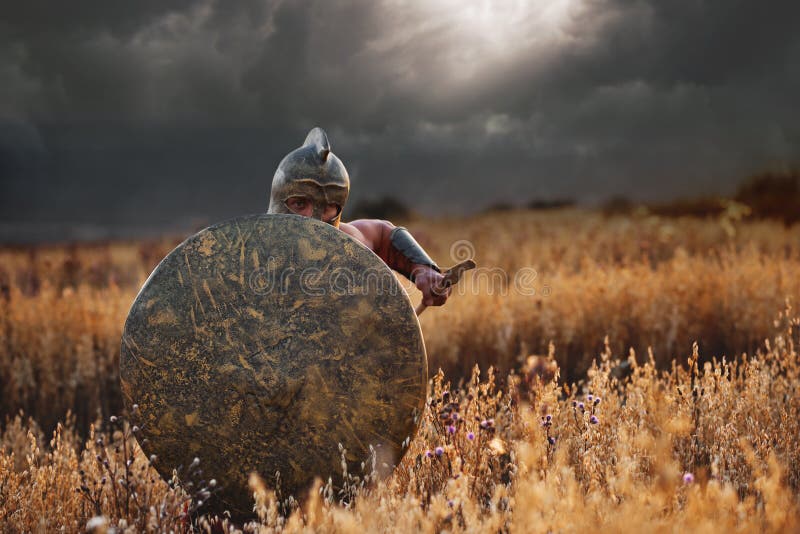 Attaque Spartiate, Illustration D'un Guerrier Spartiate Dans La Robe De ...