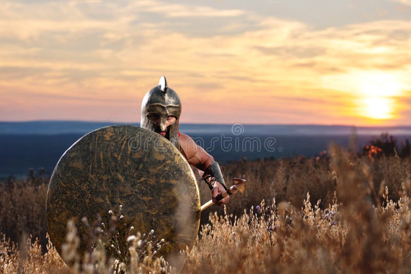 Guerrier Comme Entrer Spartiate En Avant Dans L'attaque Image stock ...