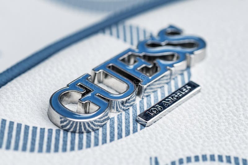 Guess Logo Close-up on White Leather Editorial Stock Image - Image of ...