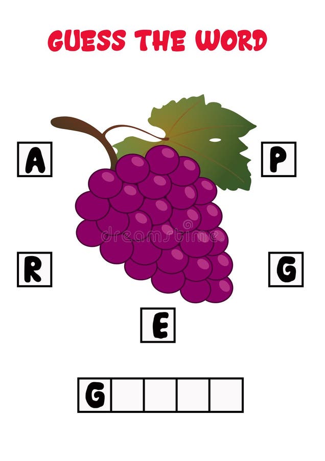 Guess the Word Grapes stock illustration. Illustration of grade2 ...