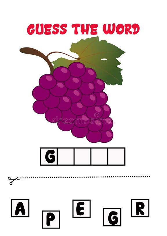 Guess the Word Grapes Learn with Fun Stock Illustration - Illustration ...