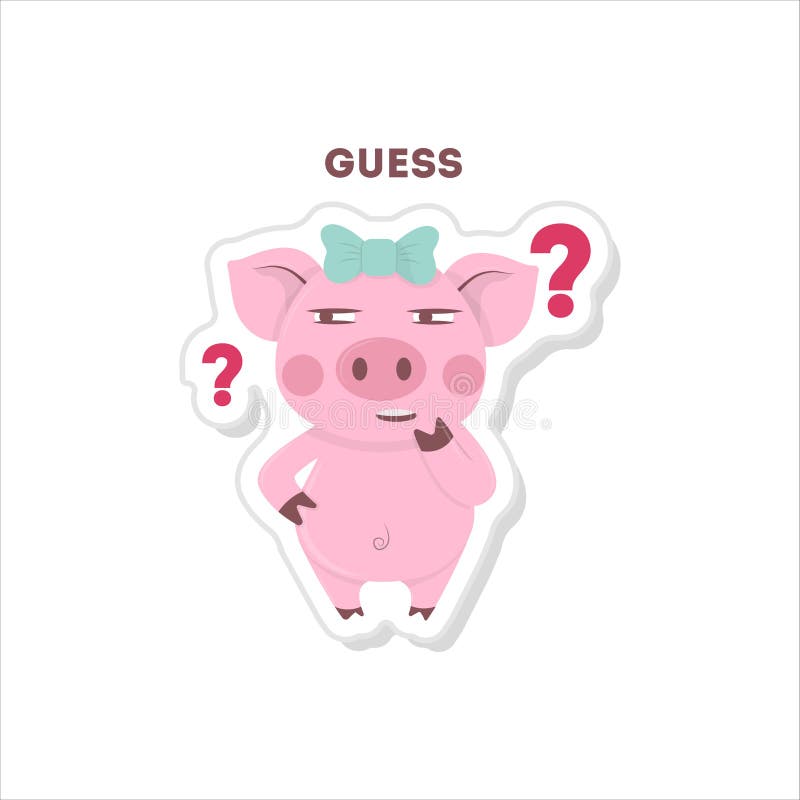 Guessing pig sticker. stock vector. Illustration of flat - 92034501