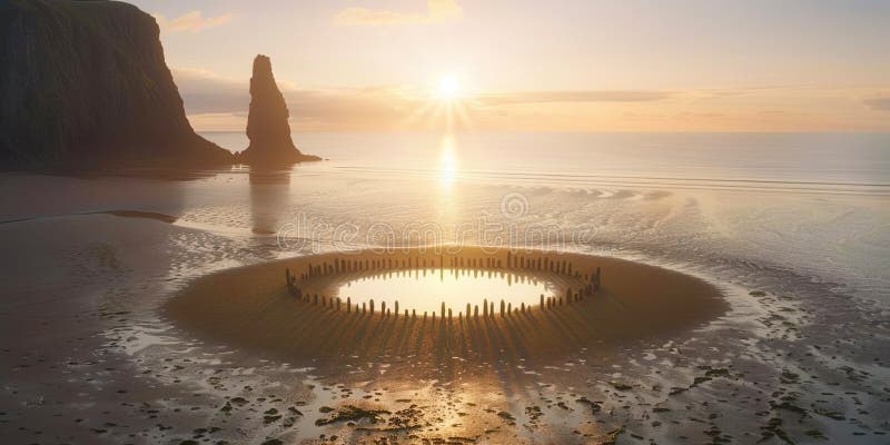 Guessing Stones Built in a Circle on the Ground, with a Reflection of ...