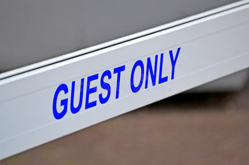 Guest only As Blue Text Message on White Barrier Board, Station ...
