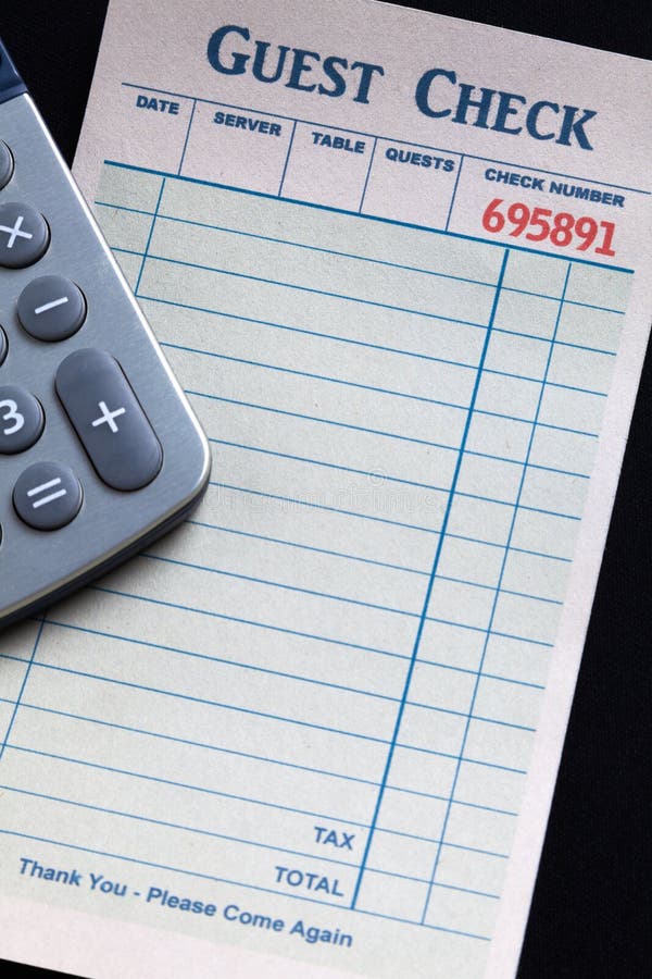 Guest Check and calculator stock photo. Image of lunch - 68172646