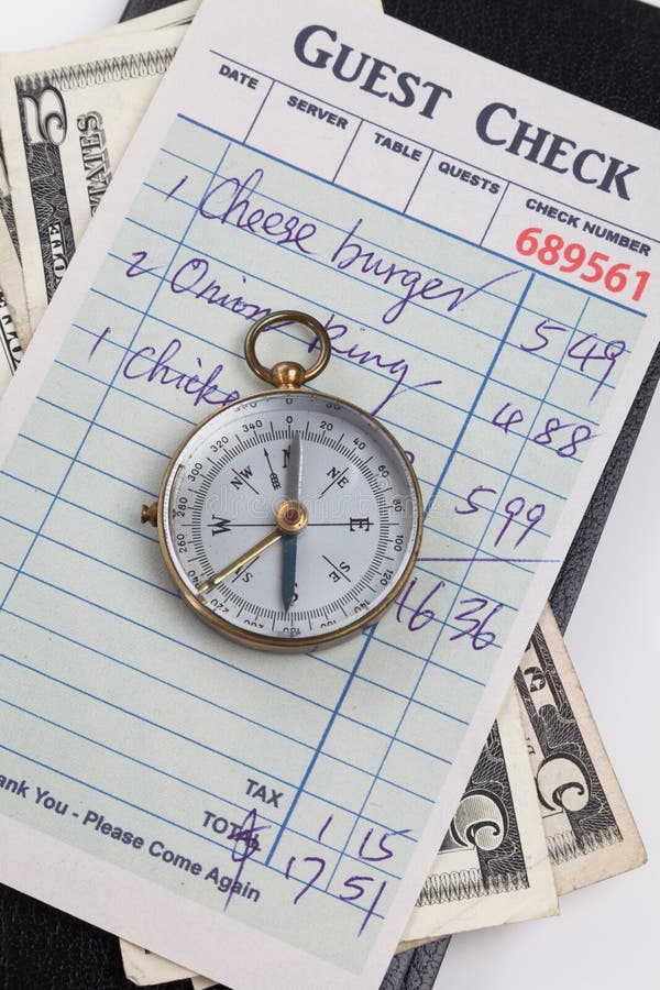 Guest Check and compass stock photo. Image of paper, expense - 29683184