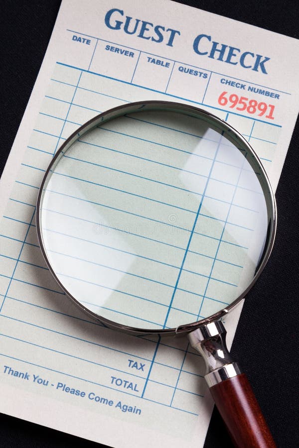 Guest Check and Magnifying Glass Stock Photo - Image of fraud ...