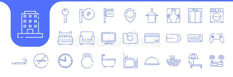 Guest House Line Modern Icons Design Vector Stock Illustration ...