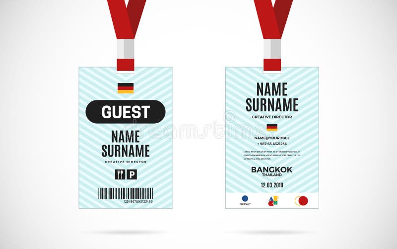 Guest Id Card Set Vector Design Illustration Stock Vector ...