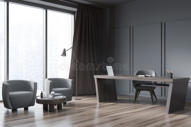 Guest Seating Idea in Grey Manager Office Stock Illustration ...