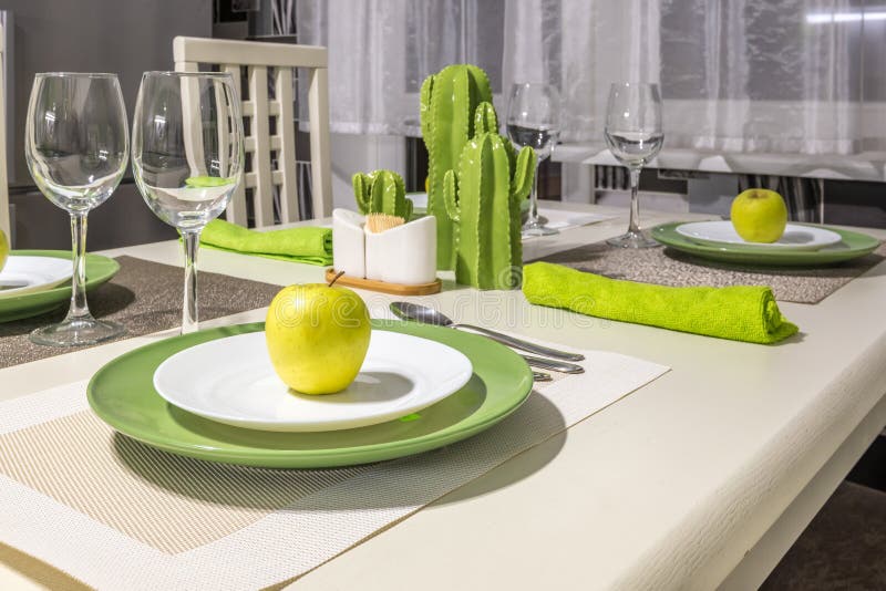 Guest Table in Interior of the Modern Luxure Kitchen in Studio ...