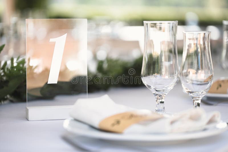 Guest Table Number. Wedding Table in the Restaurant Stock Image - Image ...
