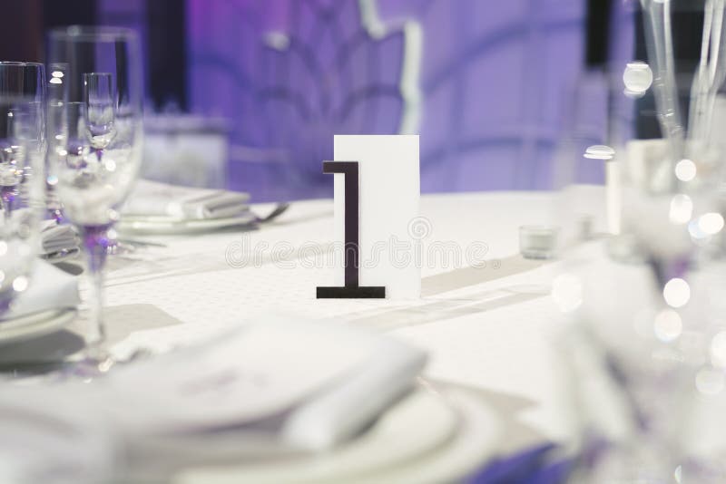 Guest Table Number. Wedding Table in the Restaurant Stock Photo - Image ...