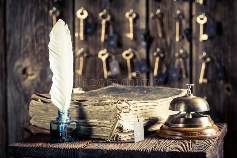 Guestbook and Keys for Rooms in Old Reception Stock Photo - Image of ...