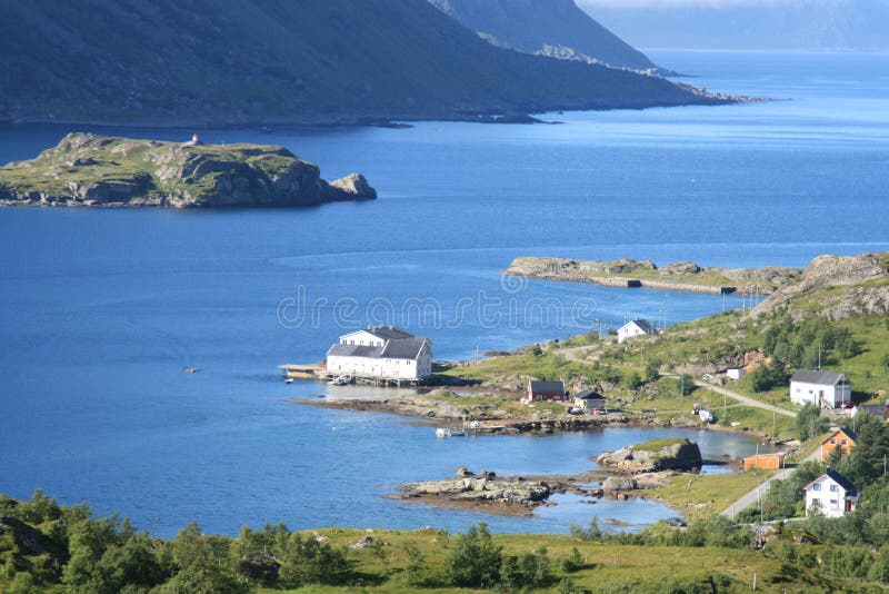 Old Rorbu with Grass on the Roof in Sund Stock Photo - Image of blue ...