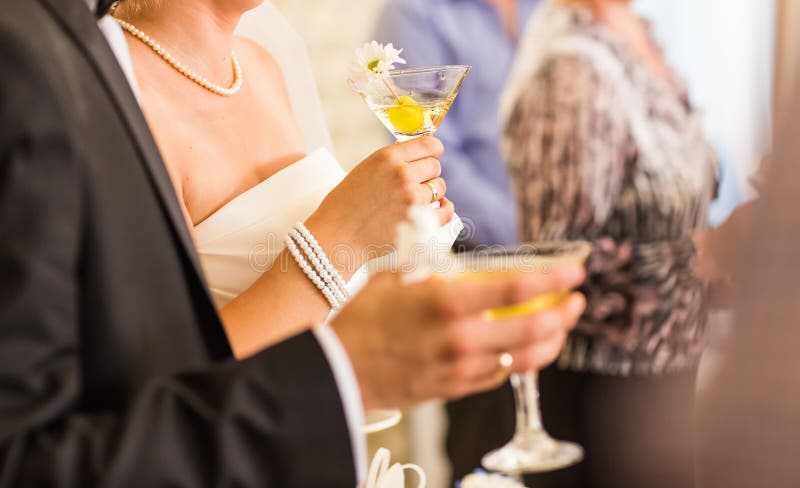 Guests Drink Champagne on the Wedding Ceremony Stock Photo - Image of ...