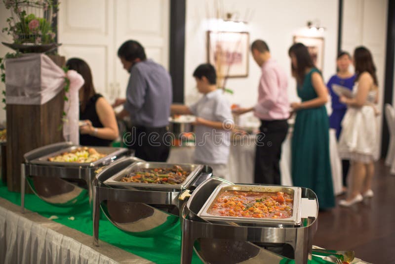 Guests Eating in a Buffet Setting Stock Photo - Image of buffet, food ...