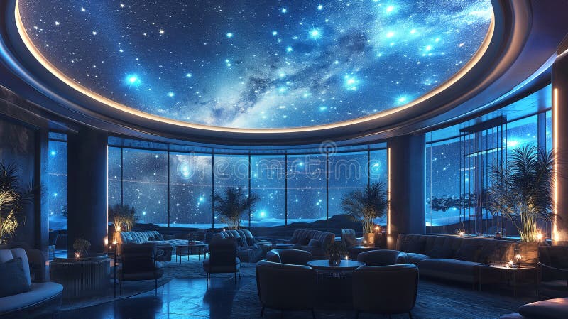 Guests Enjoy a Sophisticated Lounge with Panoramic Starry Views from a ...