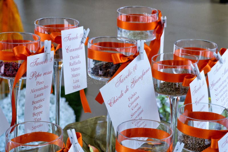 Guests Names Cards at Wedding Diner Tables Stock Photo - Image of ...