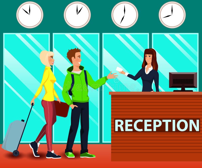 Guests are Receiving the Access Card for the Room Stock Illustration ...