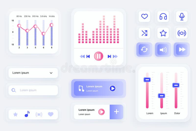 GUI Elements for Music Player Mobile App Stock Illustration ...