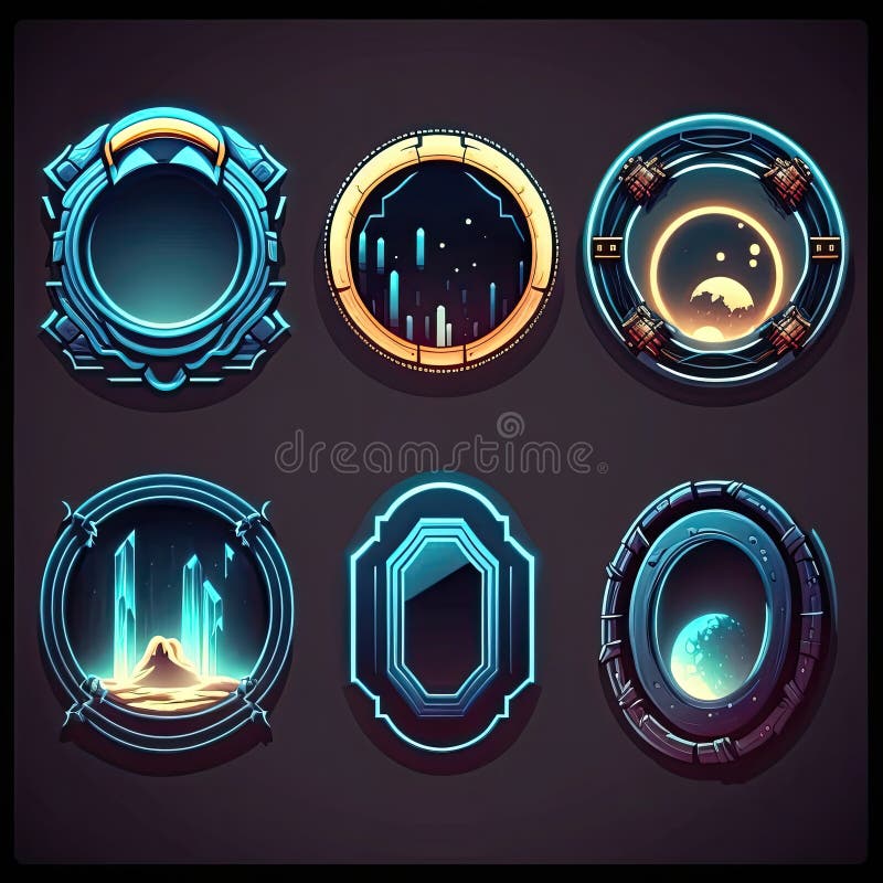 Gui Round Frame Game Ai Generated Stock Illustration - Illustration of ...