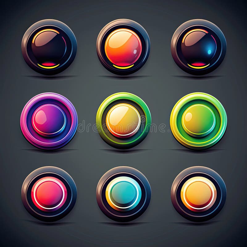 Gui Round Game Button Ai Generated Stock Illustration - Illustration of ...