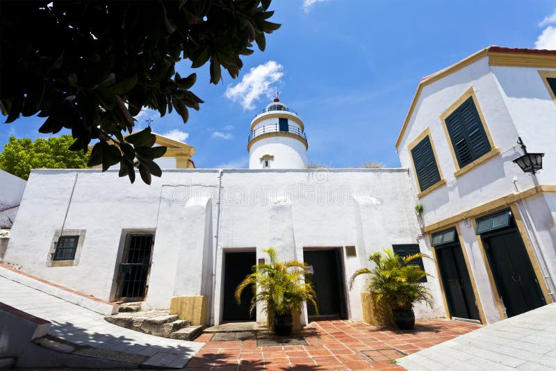 Guia Fortress Lighthouse in Macau Stock Image - Image of light, blue ...