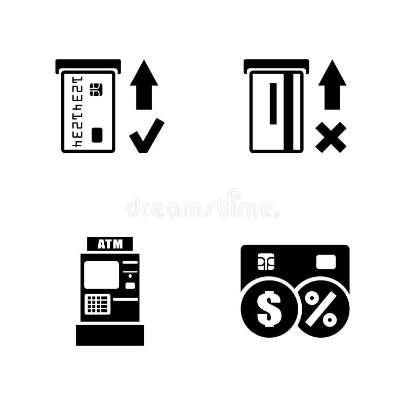 Guichet Automatique Icônes Relatives Simples De Vecteur Illustration de ...