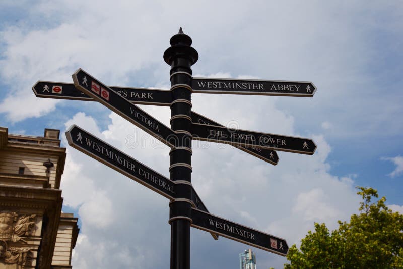 A Guide Board in the Center of London Editorial Photography - Image of ...