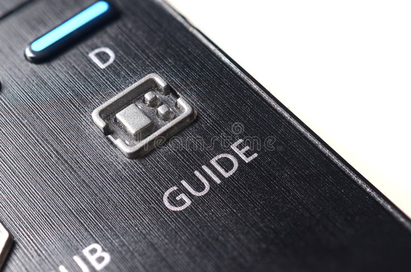 The Guide Button on the TV Remote Stock Image - Image of aluminum, hand ...