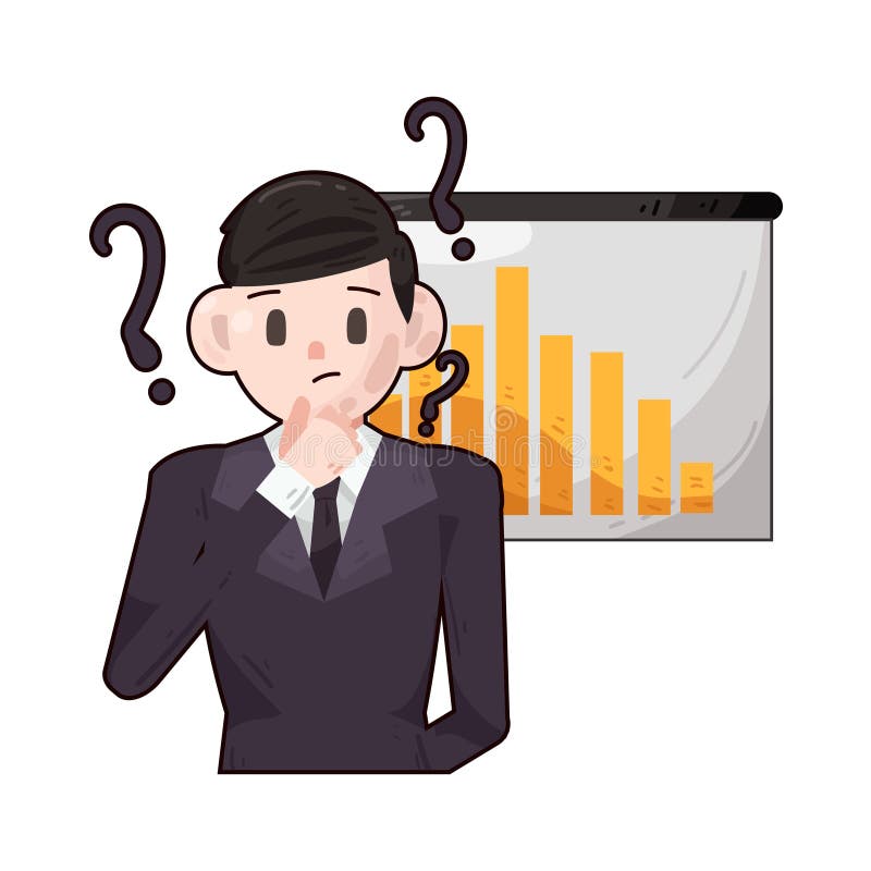 Confused Businessman Stands in Front of a Presentation Board Stock ...