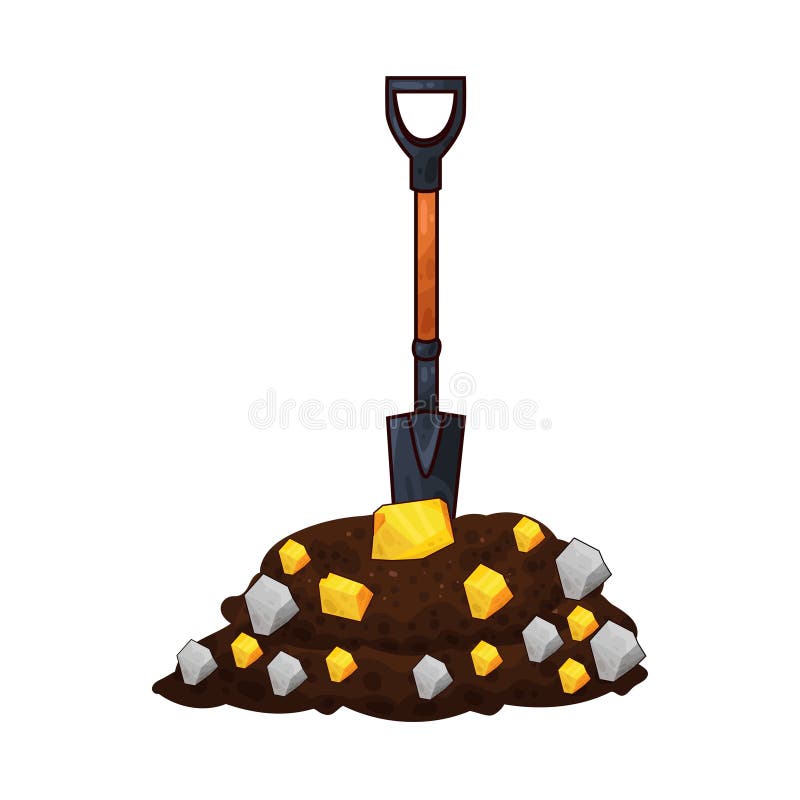 Shovel digging gold stock vector. Illustration of metal - 397465670