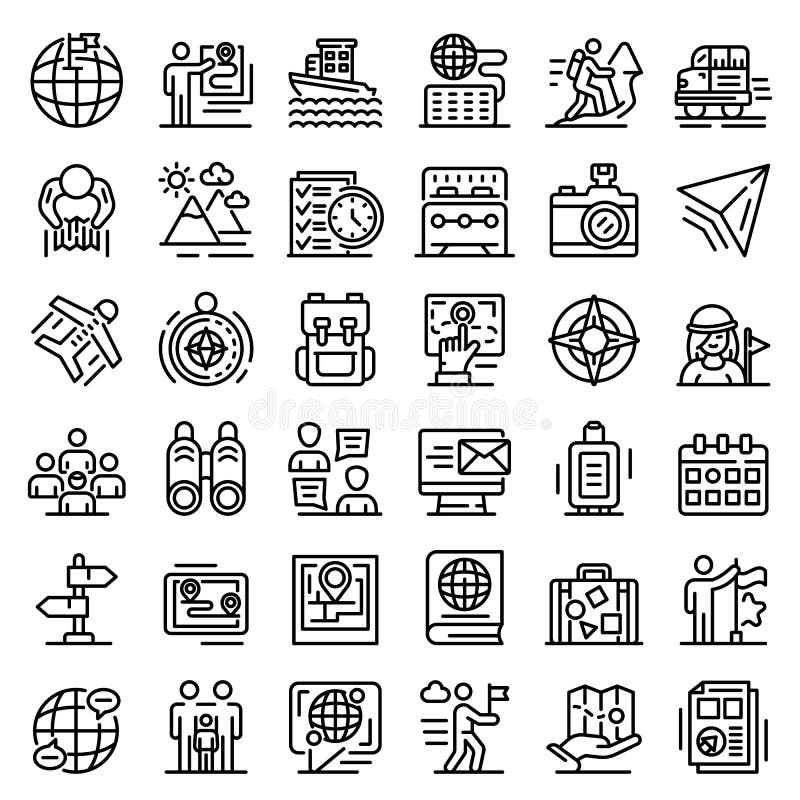 Guide Icons Set, Outline Style Stock Vector - Illustration of couple ...