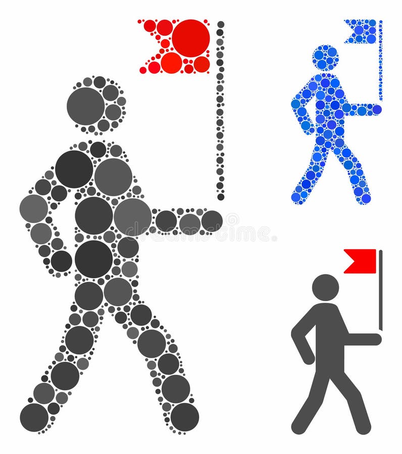 Guide Man with Flag Vector Mesh 2D Model and Triangle Mosaic Icon Stock ...
