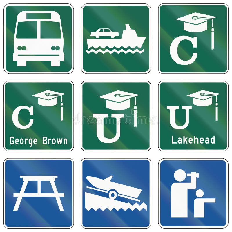 Guide Road Signs in Ontario - Canada Stock Illustration - Illustration ...