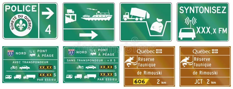 Guide Road Signs in Quebec - Canada Stock Illustration - Illustration ...