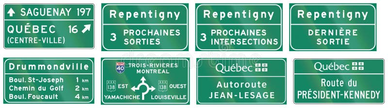 Guide Road Signs in Quebec - Canada Stock Illustration - Illustration ...
