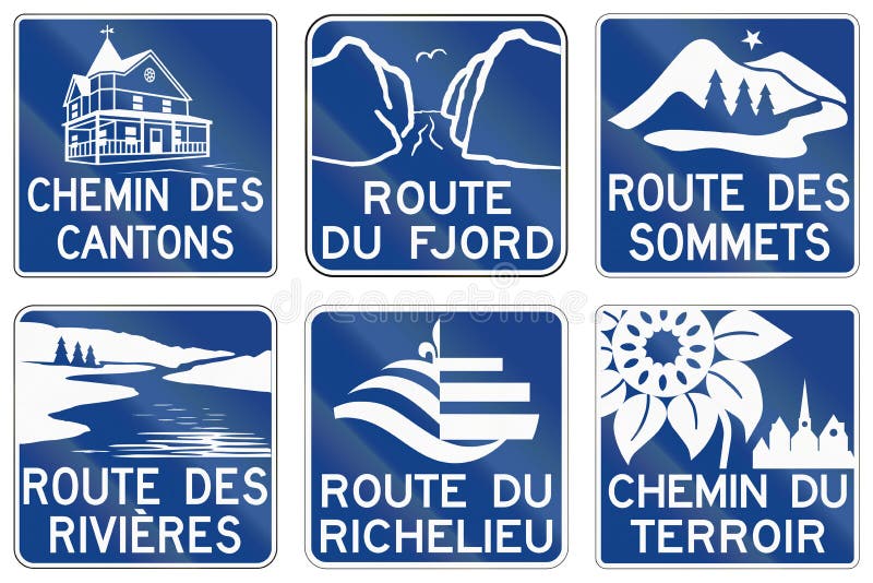 Guide Road Signs in Quebec - Canada Stock Illustration - Illustration ...
