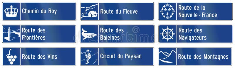 Guide Road Signs in Quebec - Canada Stock Illustration - Illustration ...
