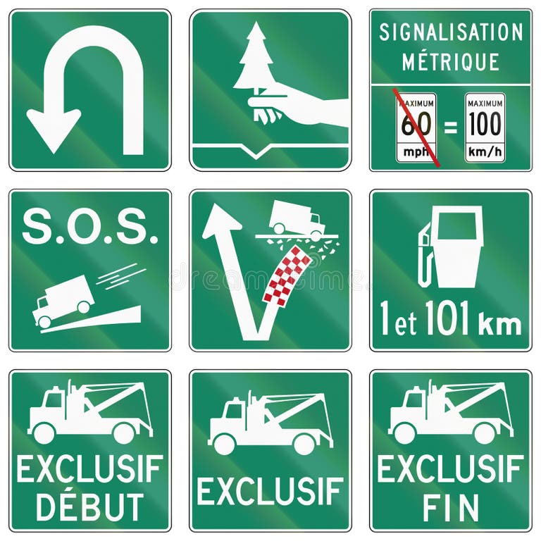Guide Road Signs in Quebec - Canada Stock Illustration - Illustration ...