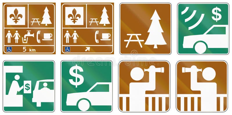 Guide Road Signs in Quebec - Canada Stock Illustration - Illustration ...