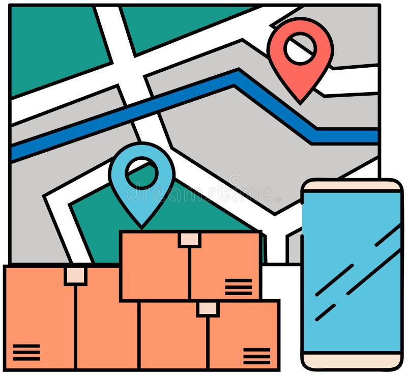 Guide Roads and Routes in Tracking Application. High Detailed Map in ...