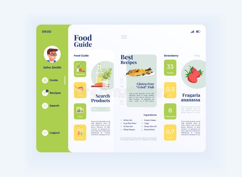 Guide To Food Tablet Interface Vector Template Stock Vector ...