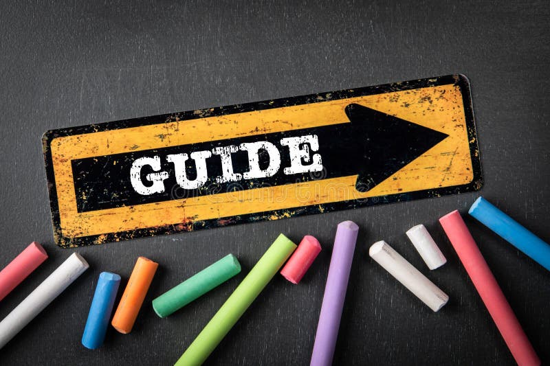 Guide - Yellow Sign with Cloudy Background Stock Image - Image of ...